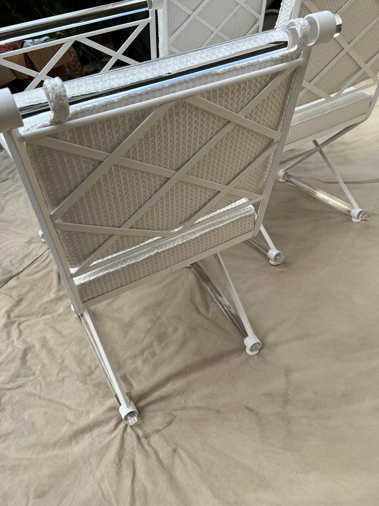Cleo Baldon X-Form Chairs Restored with Acrylic Dowels and Sunbrella ...