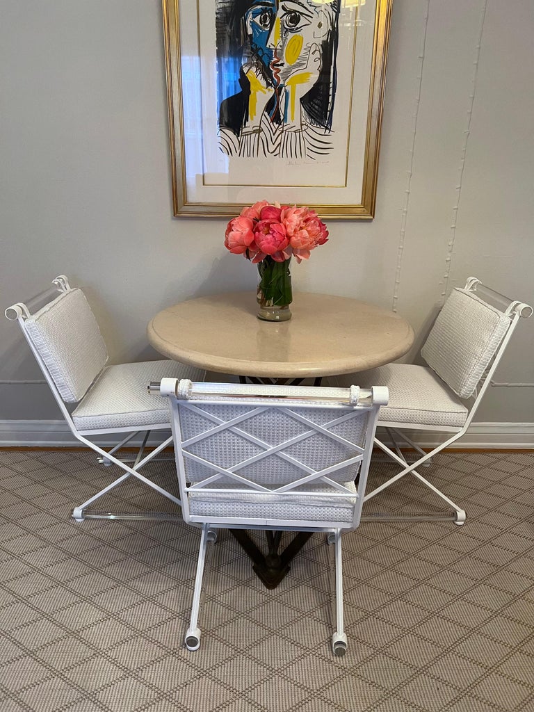 Cleo Baldon X-Form Chairs Restored with Acrylic Dowels and Sunbrella ...