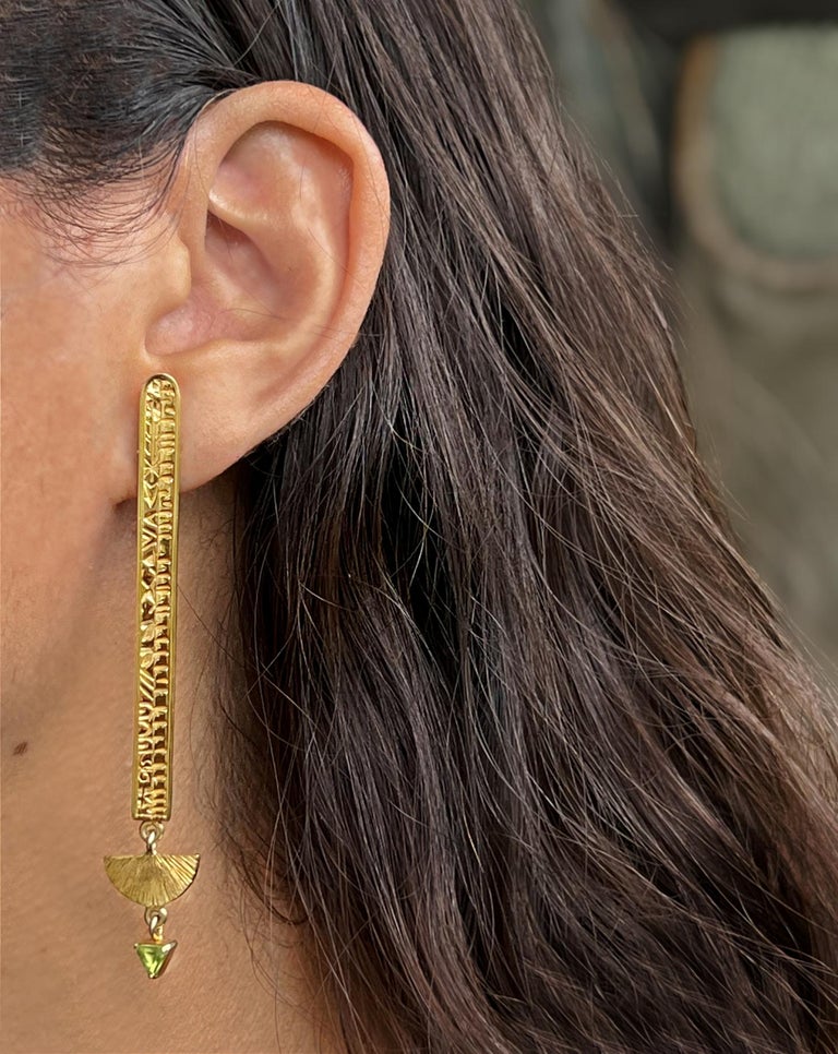 Cleo Earrings in 14k Yellow Gold: an Ode to Ancient Egypt For Sale at 1stDibs