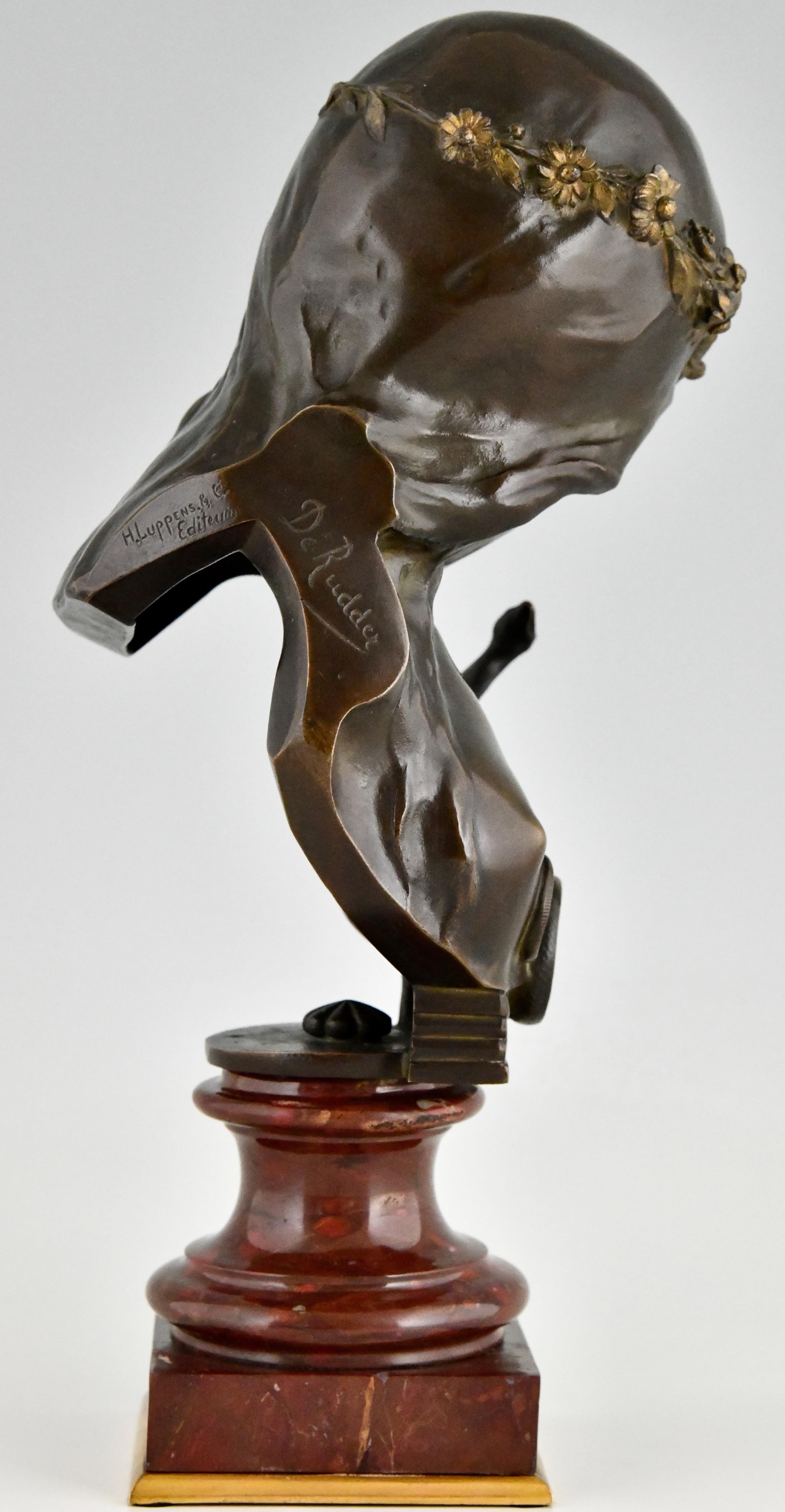 Cleopatra Art Nouveau bronze bust woman with snake by Isidore De Rudder ...