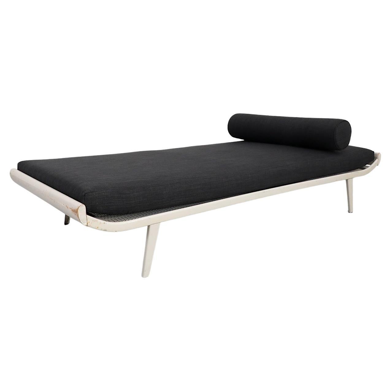 "Cleopatra" Bone Colored Frame Daybed with Black Mattress and Bolster ...