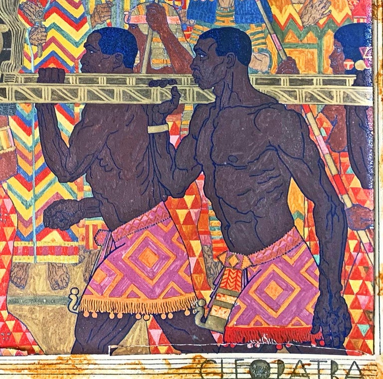 "Cleopatra in Glory," Brilliant Art Deco Painting in Cobalt Gold, Coral ...