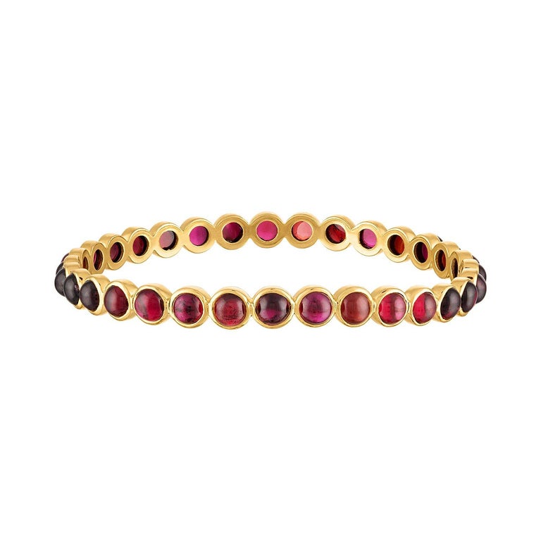 Cleopatra's Candy Gold Plated Bangle Bracelet with Red Garnet For Sale ...