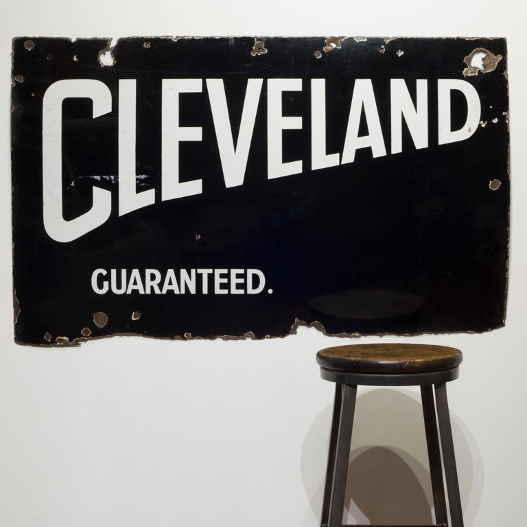 Cleveland Guaranteed Enameled Sign, circa 1920-1934 For Sale at 1stDibs
