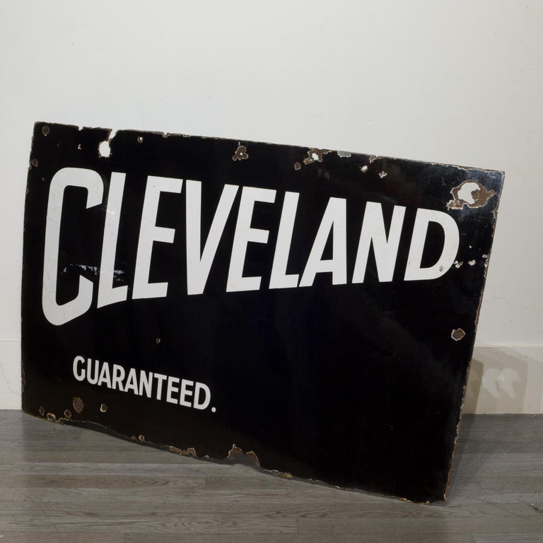 Cleveland Guaranteed Enameled Sign, circa 1920-1934 For Sale at 1stDibs