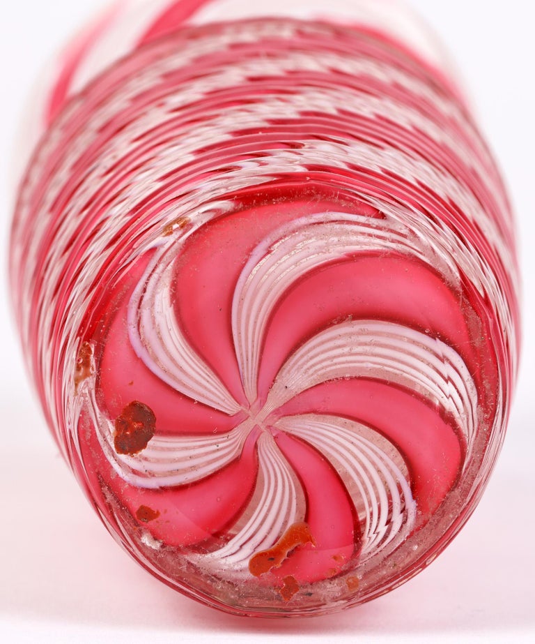 Clichy French Latticinio Pink Ribbon Patterned Glass Vase For Sale at ...