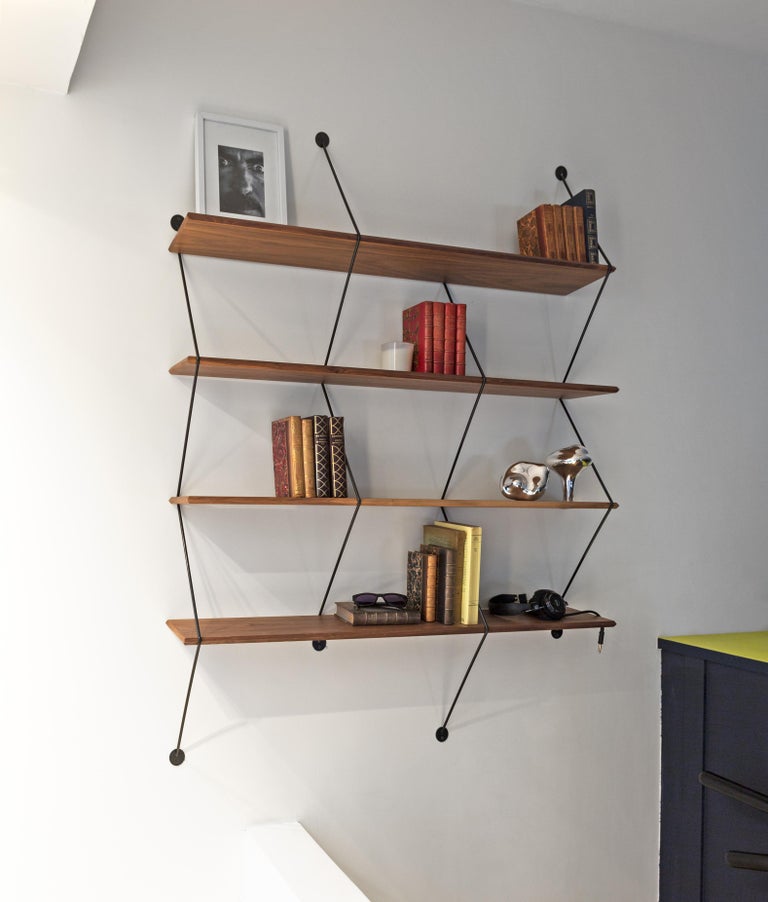 Climb 120 Shelving System Black Metal Threads, Walnut For Sale at 1stDibs