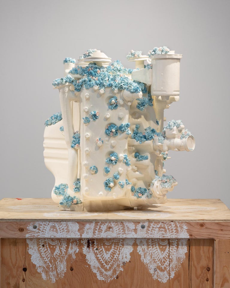 Clint Neufeld - Engine with blue flowers For Sale at 1stDibs