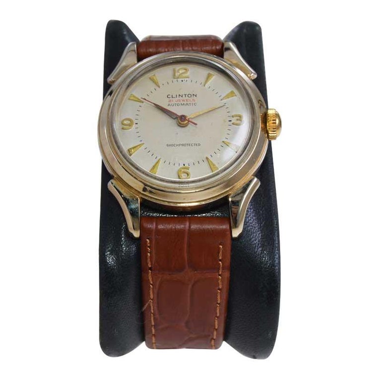 Clinton Gold Filled Art Deco Automatic Watch with Original Dial, circa ...