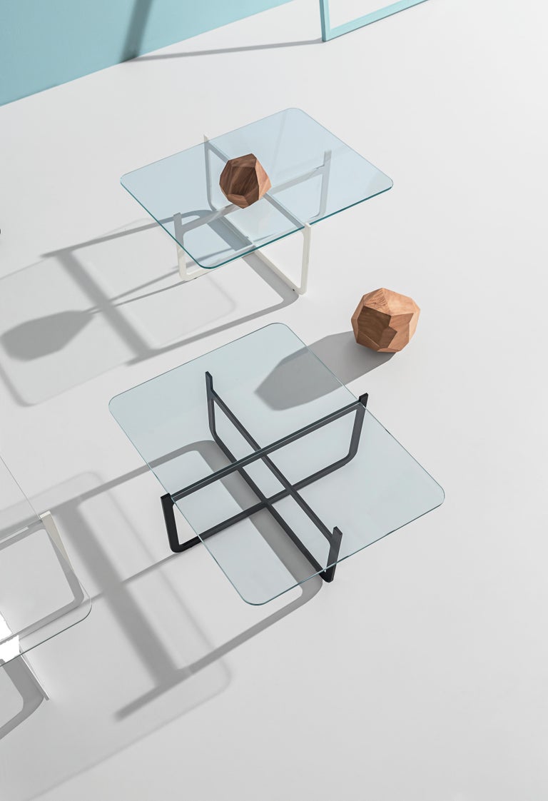 Clip Coffee Table, Welded Lacquered Metal and Glass by Nendo For Sale ...