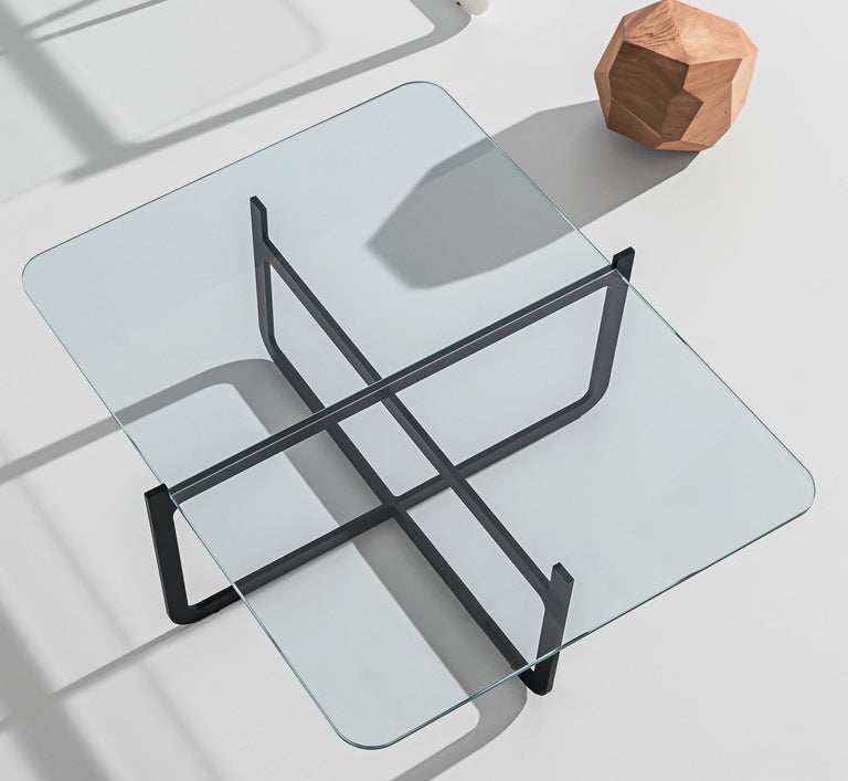 Clip Coffee Table, Welded Lacquered Metal and Glass by Nendo For Sale ...