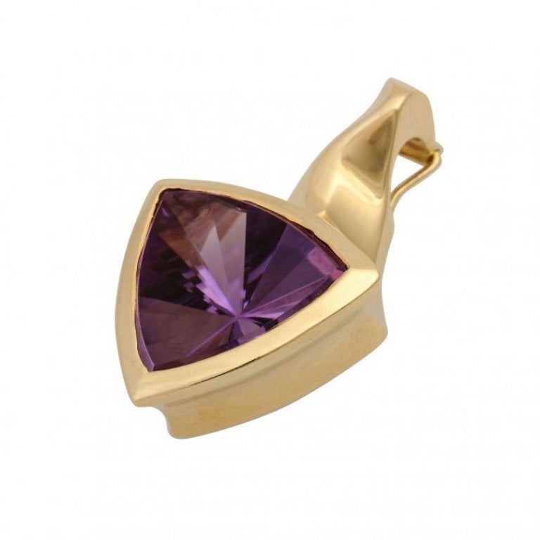 Clip Pendant 14K GG Set with an Amethyst For Sale at 1stDibs