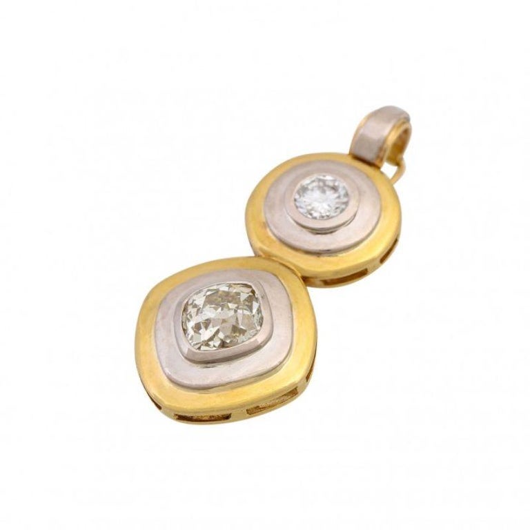 Clip Pendant with 1 Old European Cut Diam. Approx. 1.6 Ct For Sale at ...