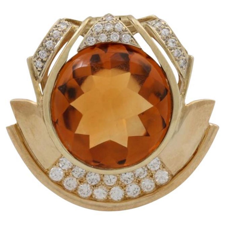 Clip Pendant with Citrine and 33 Brilliant-Cut Diamonds For Sale at 1stDibs