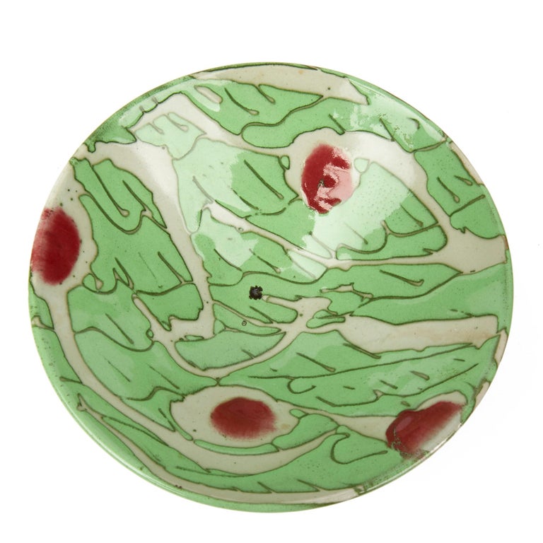 Clive Davis Green Studio Pottery Abstract Colored Bowl at 1stDibs