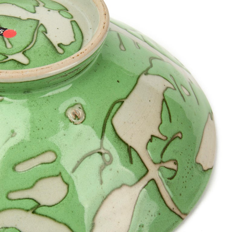 Clive Davis Green Studio Pottery Abstract Colored Bowl at 1stDibs