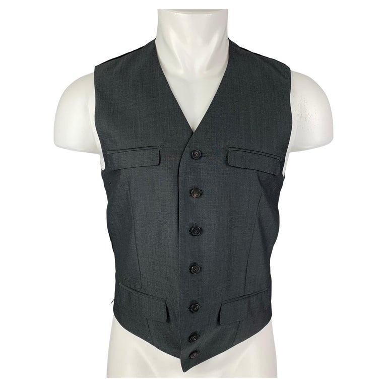 CLOAK Size S Charcoal Wool Mohair Buttoned Vest For Sale at 1stDibs