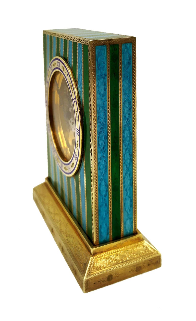 Clock and 2 Candlesticks Table set Sterling Silver Enamel Salimbeni ...