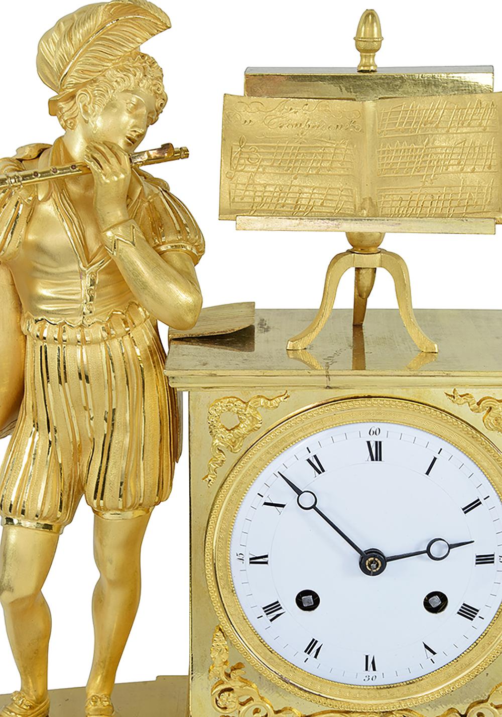 Clock Empire "Medieval Musician" in Bronze Mercury Gilt at 1stDibs