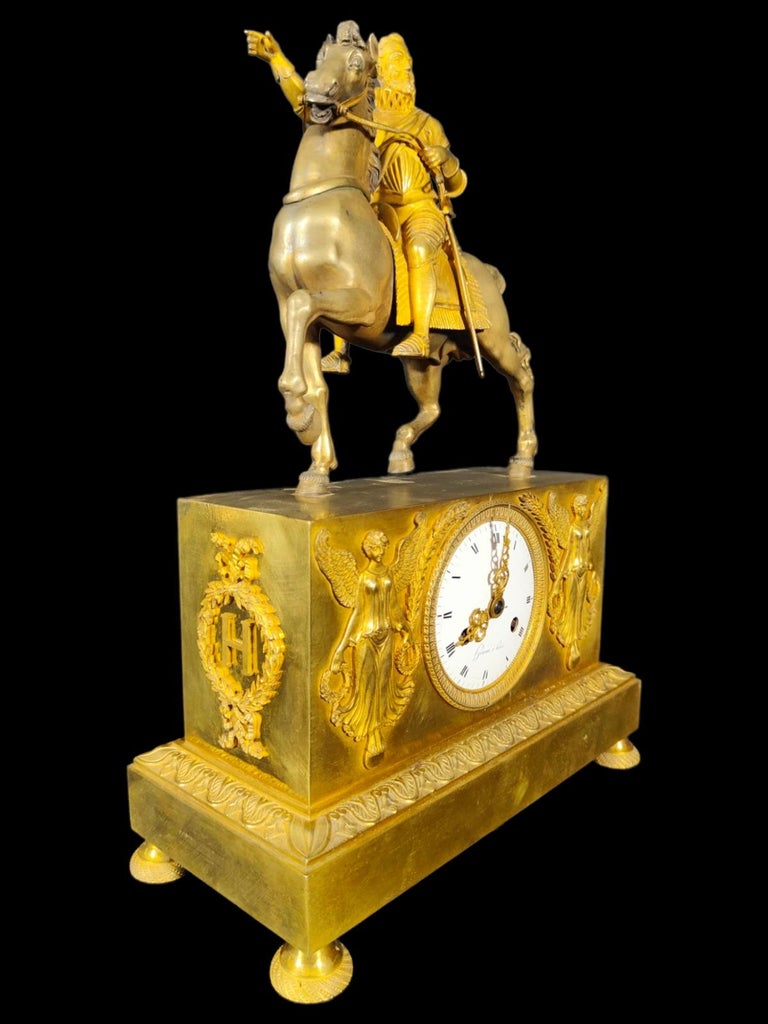 Clock Henry IV in Gilt Bronze, 19th Century For Sale at 1stDibs