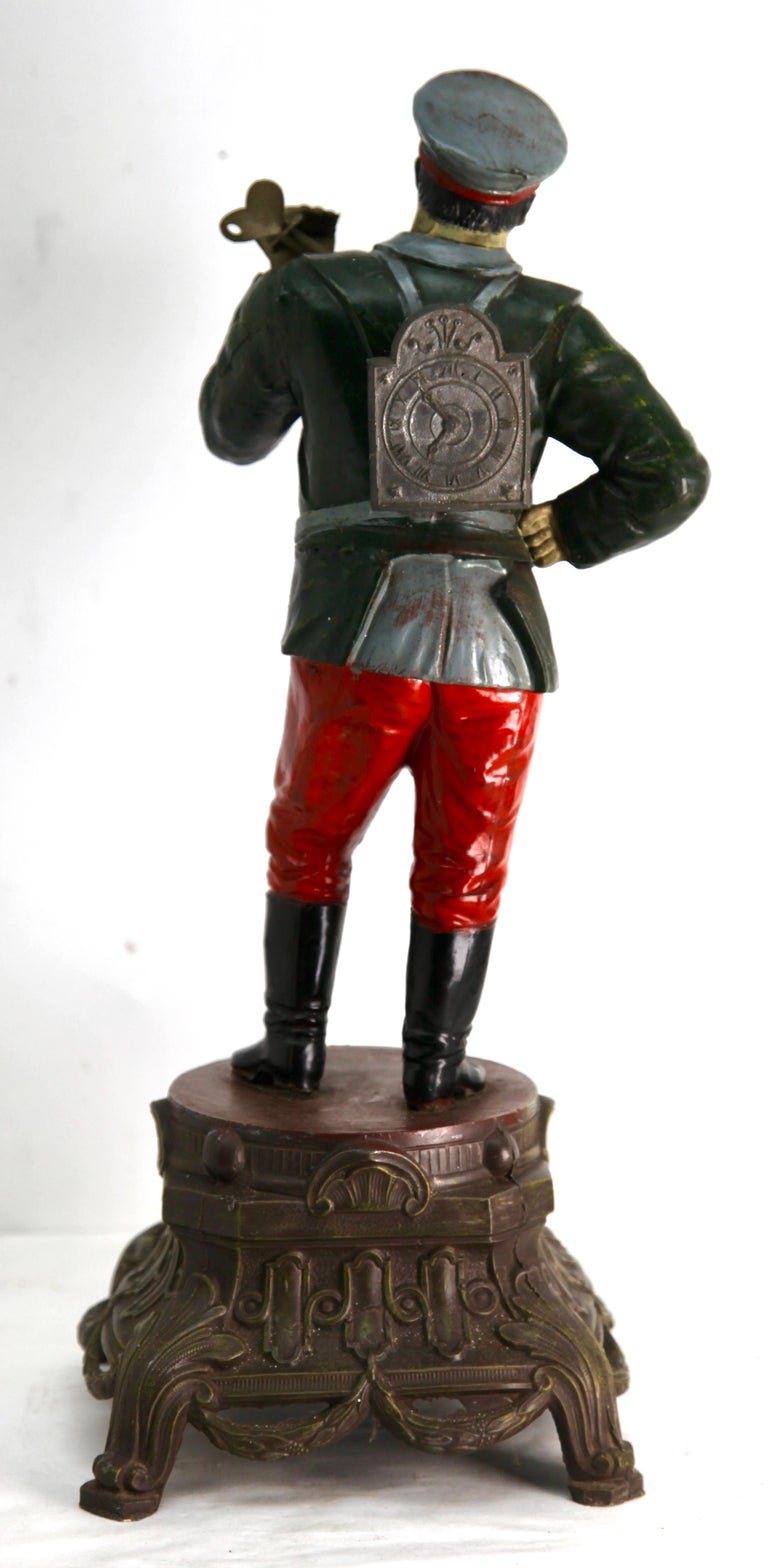 Clock Man, Wind-Up Clock with Key, Spelter, Hand-Painted For Sale at ...