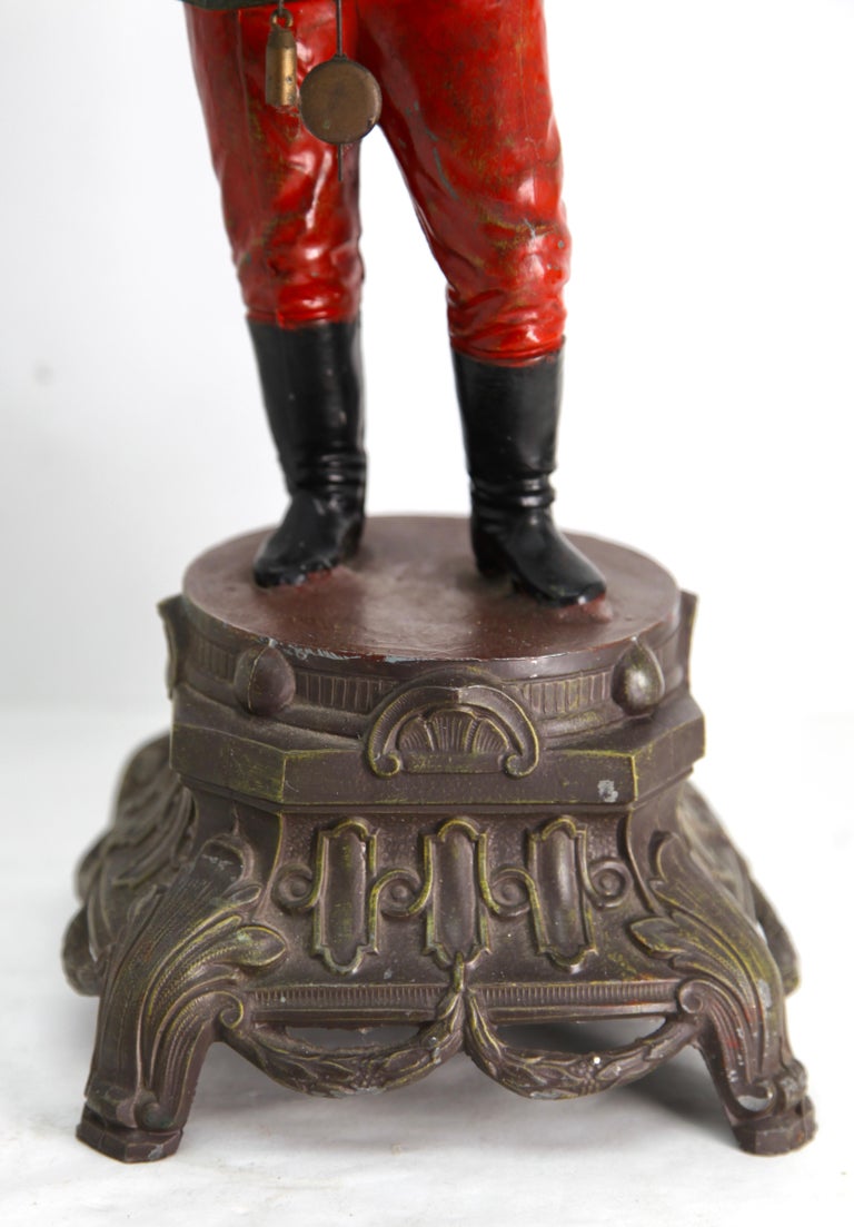 Clock Man, Wind-Up Clock with Key, Spelter, Hand-Painted For Sale at ...