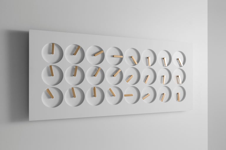ClockClock 24 White with Golden Hands by Humans Since 1982, Kinetic ...