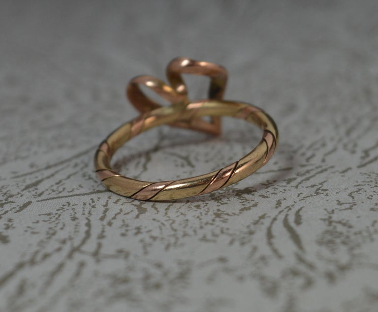 CLOGAU 9 Carat Yellow and Rose Gold Cariad Heart Ring For Sale at 1stDibs