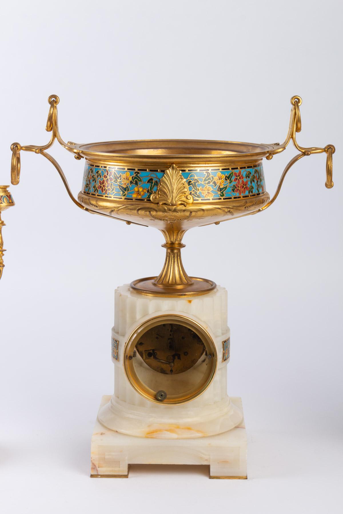 Cloisonné and Enamelled Bronze Set, Signed F. Barbedienne at 1stDibs