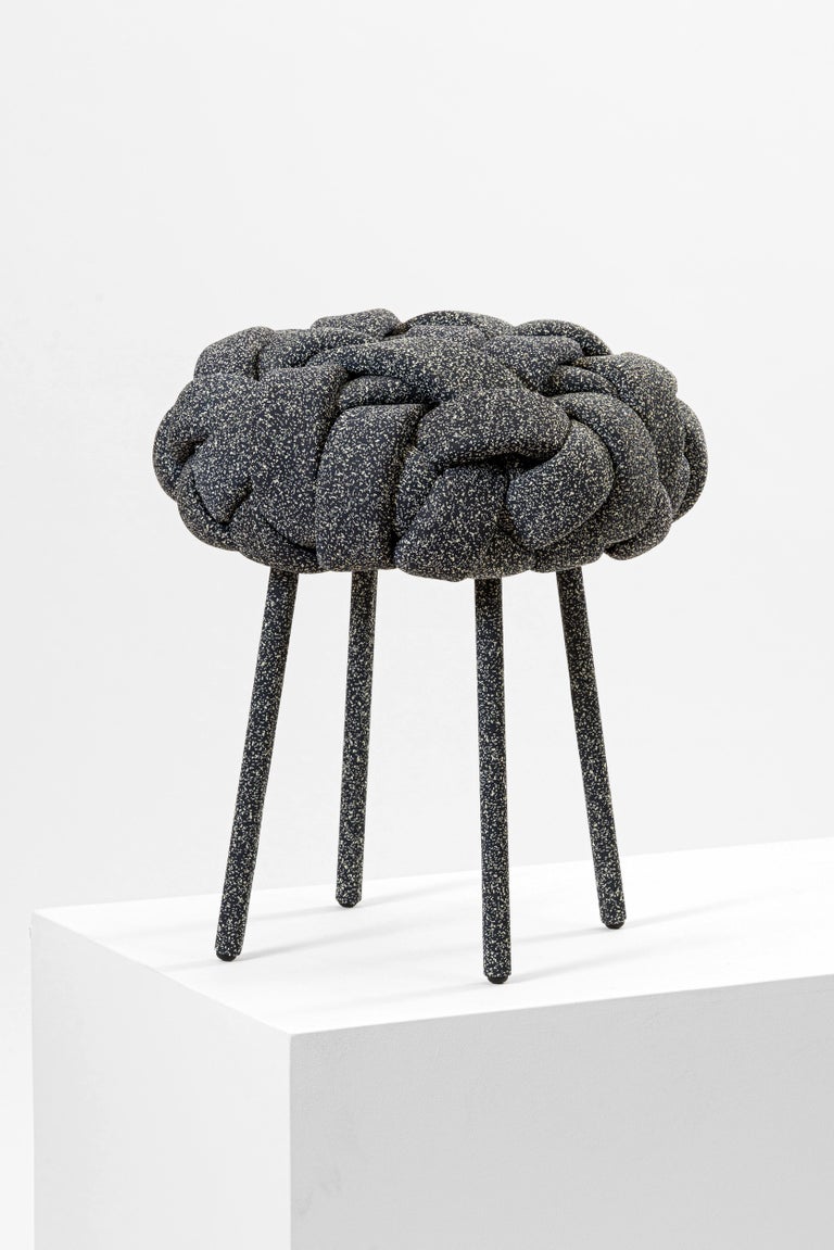 "Cloud" Contemporary Small Stool with Handwoven Navy Kvadrat Upholstery ...
