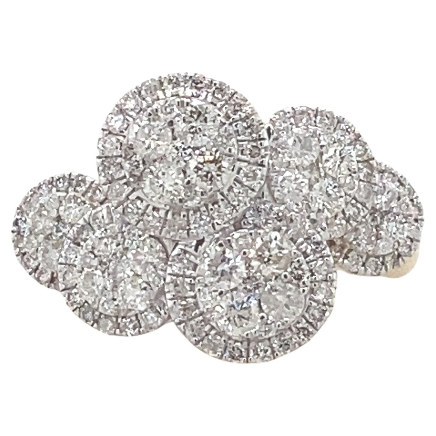 Cloud Diamond Cluster Ring With Illusion Setting Set in 14K Solid Gold ...