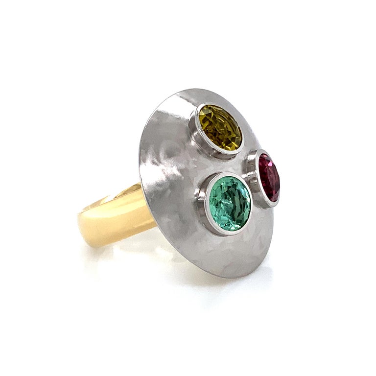 Georg Spreng - Cloud Ring Gold Platinum 950 Yellow, Green and Pink ...