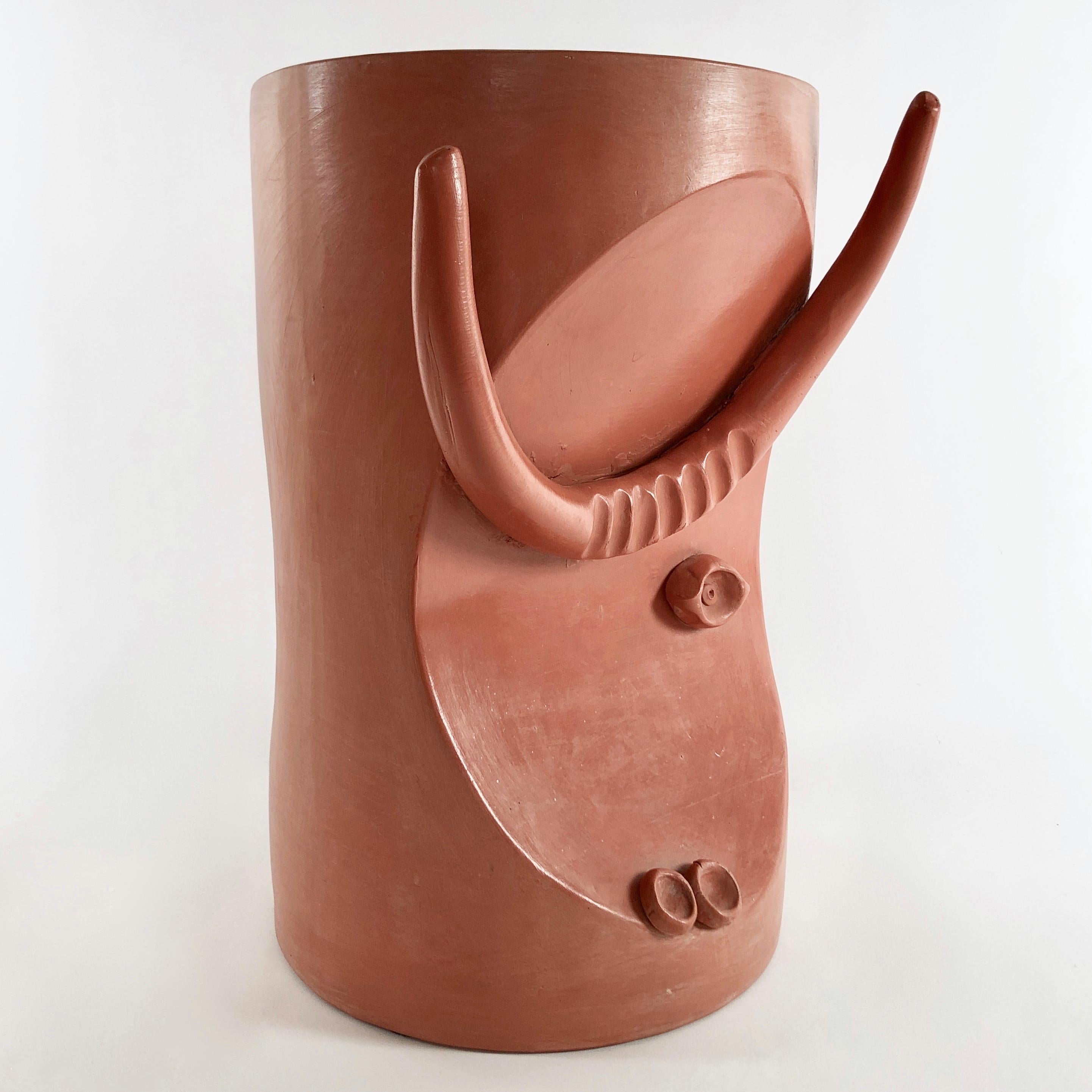 Cloutier, Abstract Ceramic Bull Sculpture at 1stDibs