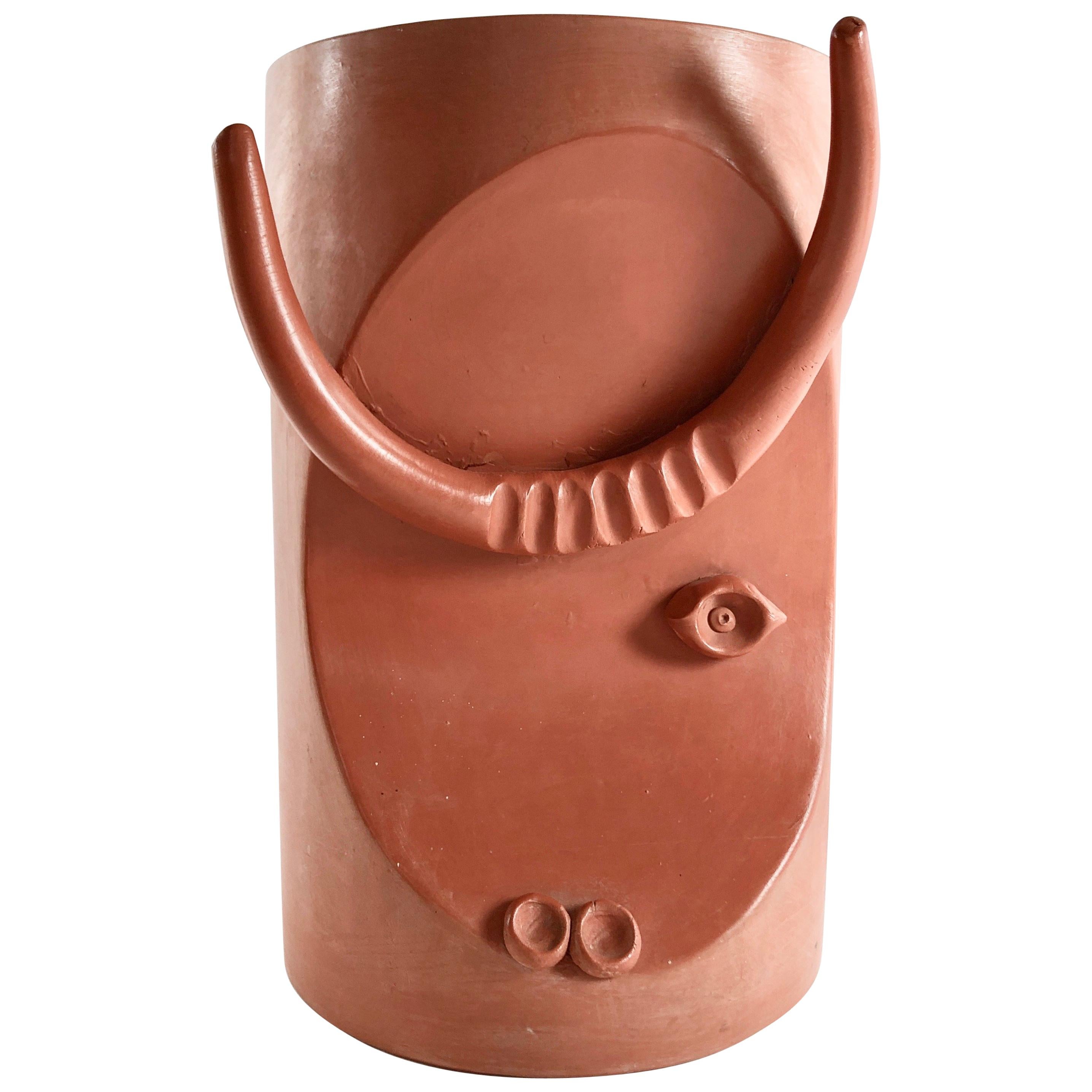 Cloutier, Abstract Ceramic Bull Sculpture at 1stDibs
