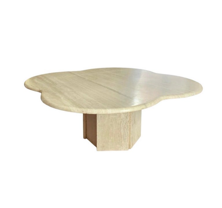 Clover/Flower Top Travertine Coffee Table 70s, Italy For Sale at 1stDibs
