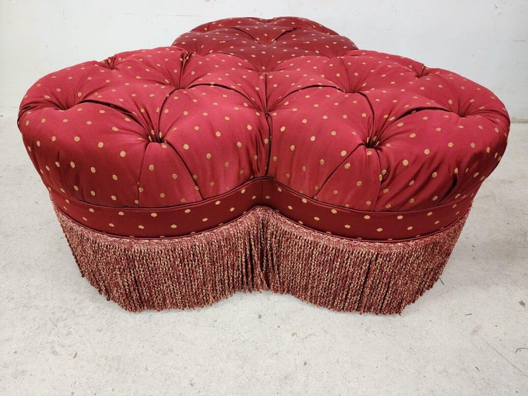Clover Ottoman Pouf Tufted Hollywood Regency For Sale at 1stDibs
