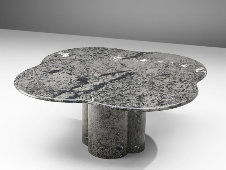Clover Shaped Coffee Table in Grey Marble For Sale at 1stDibs