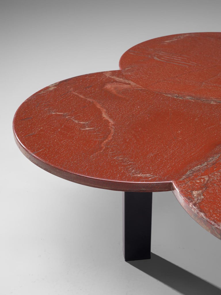 Clover Shaped Coffee Table in Red Marble For Sale at 1stDibs