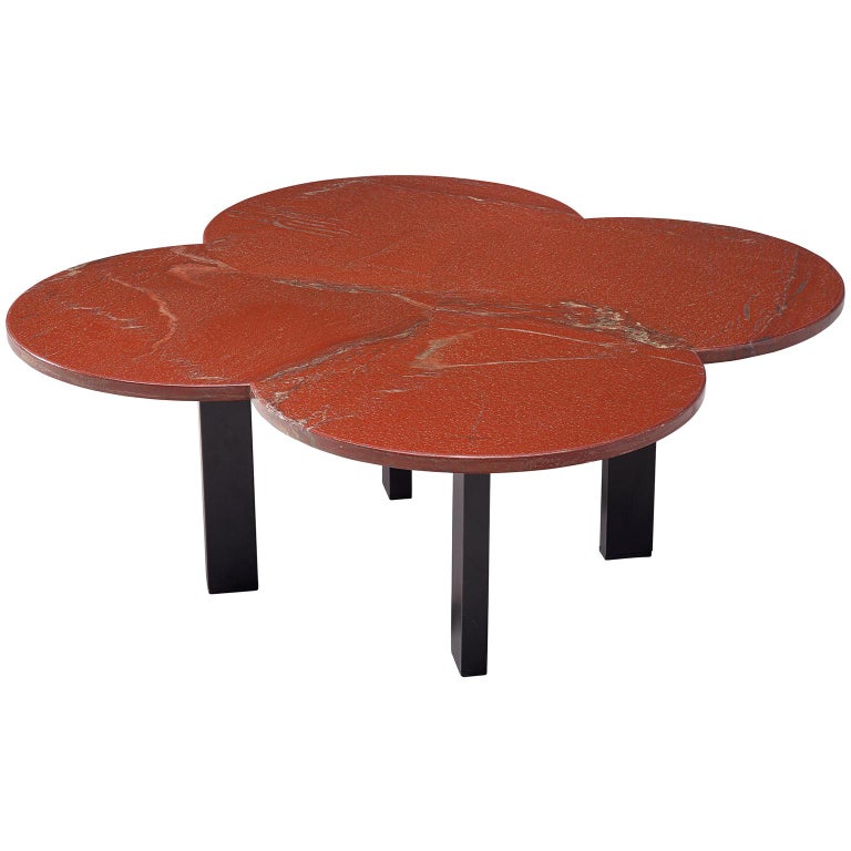 Clover Shaped Coffee Table in Red Marble For Sale at 1stDibs