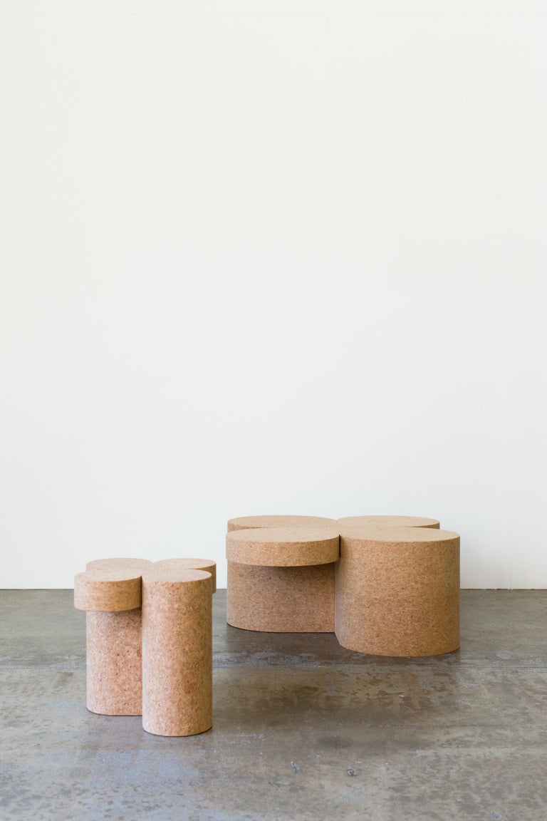 Clover Solid Cork Contemporary Sculptural Carved Coffee Table Natural ...