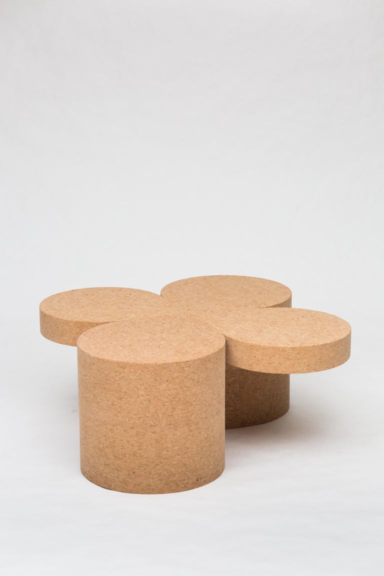 Clover Solid Cork Contemporary Sculptural Carved Coffee Table Natural ...