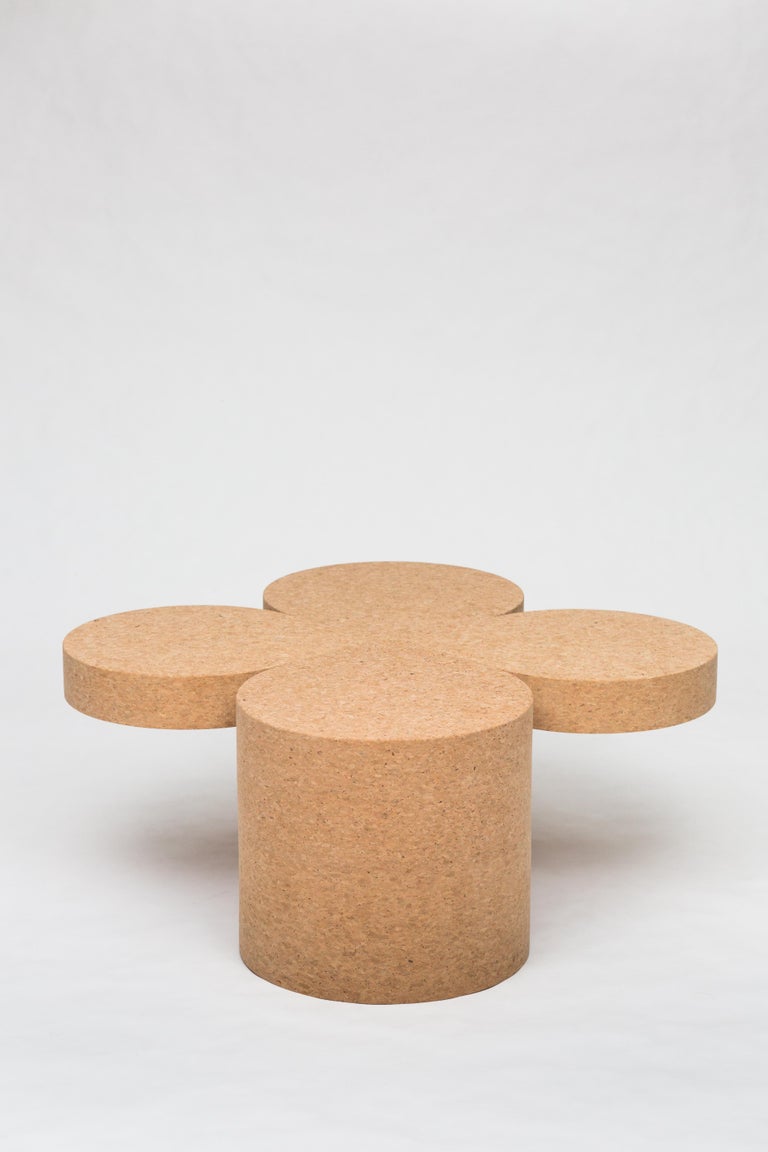 Clover Solid Cork Contemporary Sculptural Carved Coffee Table Natural ...