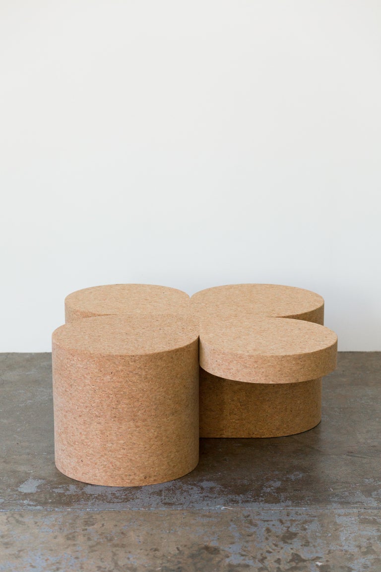 Clover Solid Cork Contemporary Sculptural Carved Coffee Table Natural ...
