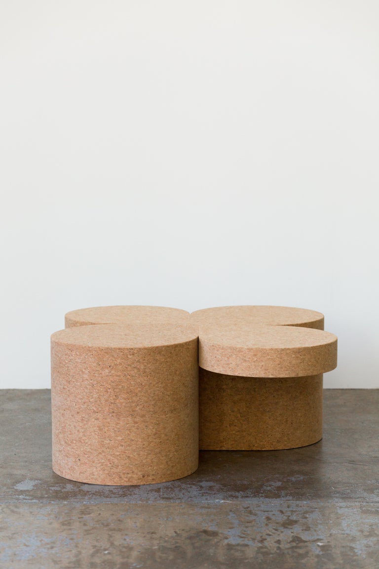 Clover Solid Cork Contemporary Sculptural Carved Coffee Table Natural ...