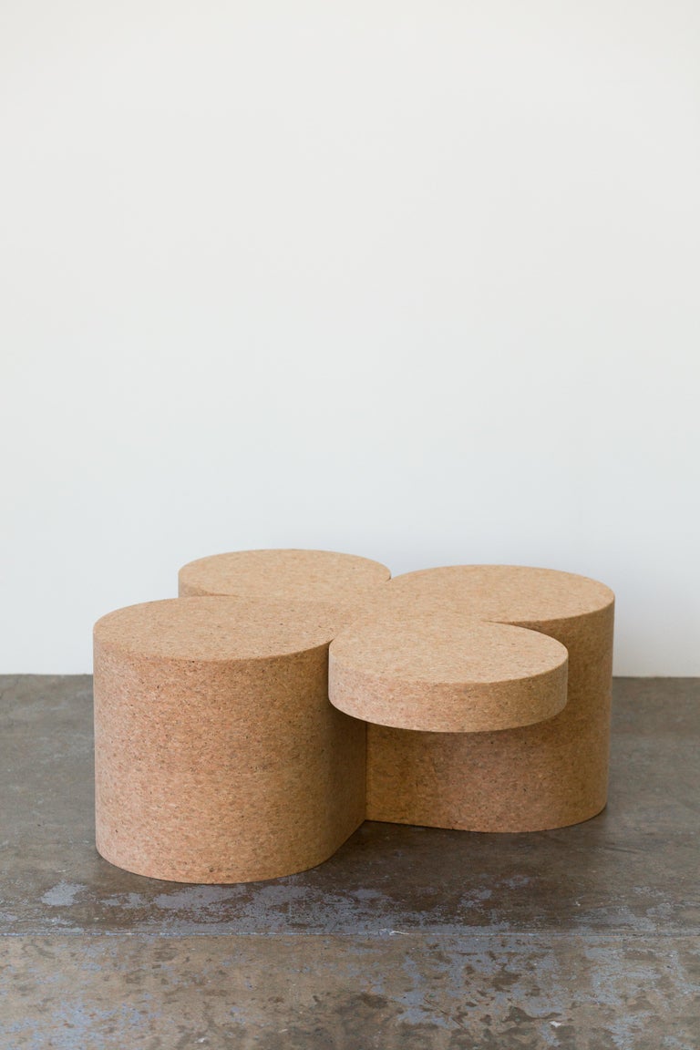 Clover Solid Cork Contemporary Sculptural Carved Coffee Table Natural ...