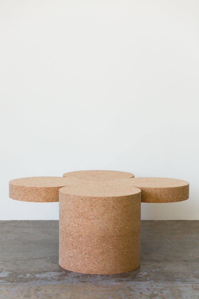Clover Solid Cork Contemporary Sculptural Carved Coffee Table Natural ...