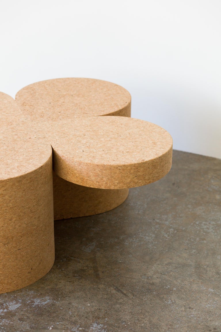 Clover Solid Cork Contemporary Sculptural Carved Coffee Table Natural ...