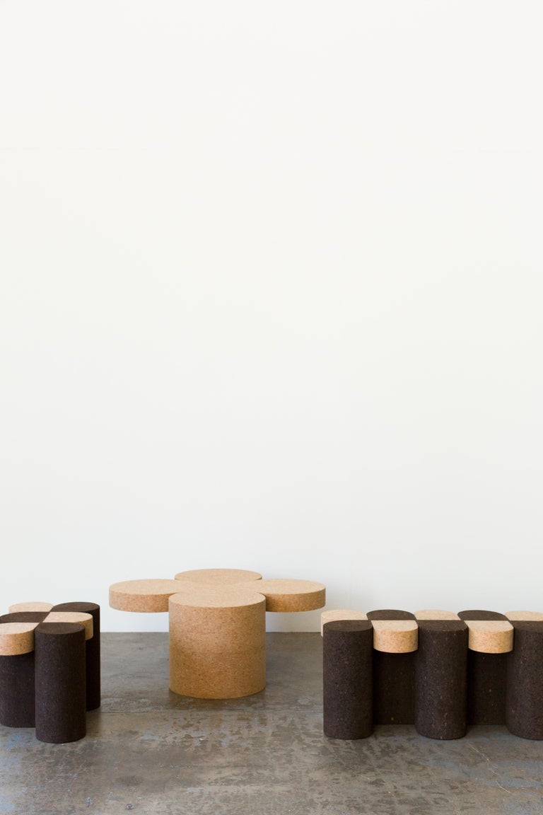 Clover Solid Cork Contemporary Sculptural Carved Coffee Table Natural ...