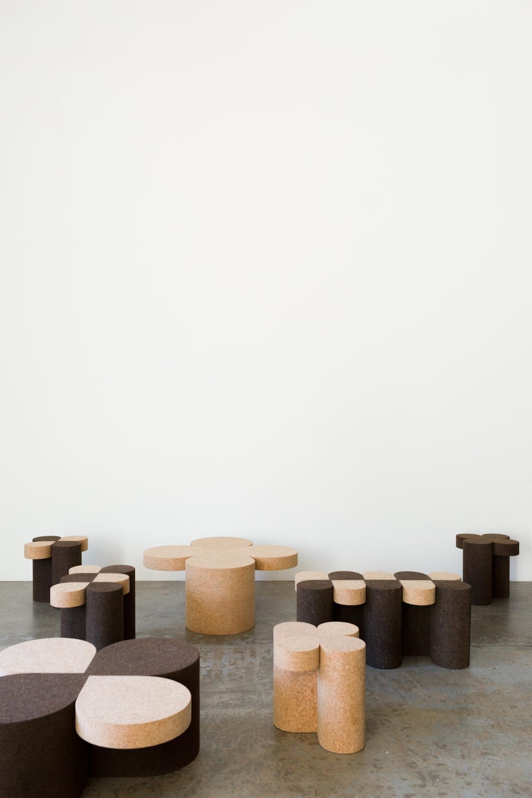 Clover Solid Cork Contemporary Sculptural Carved Coffee Table Natural ...