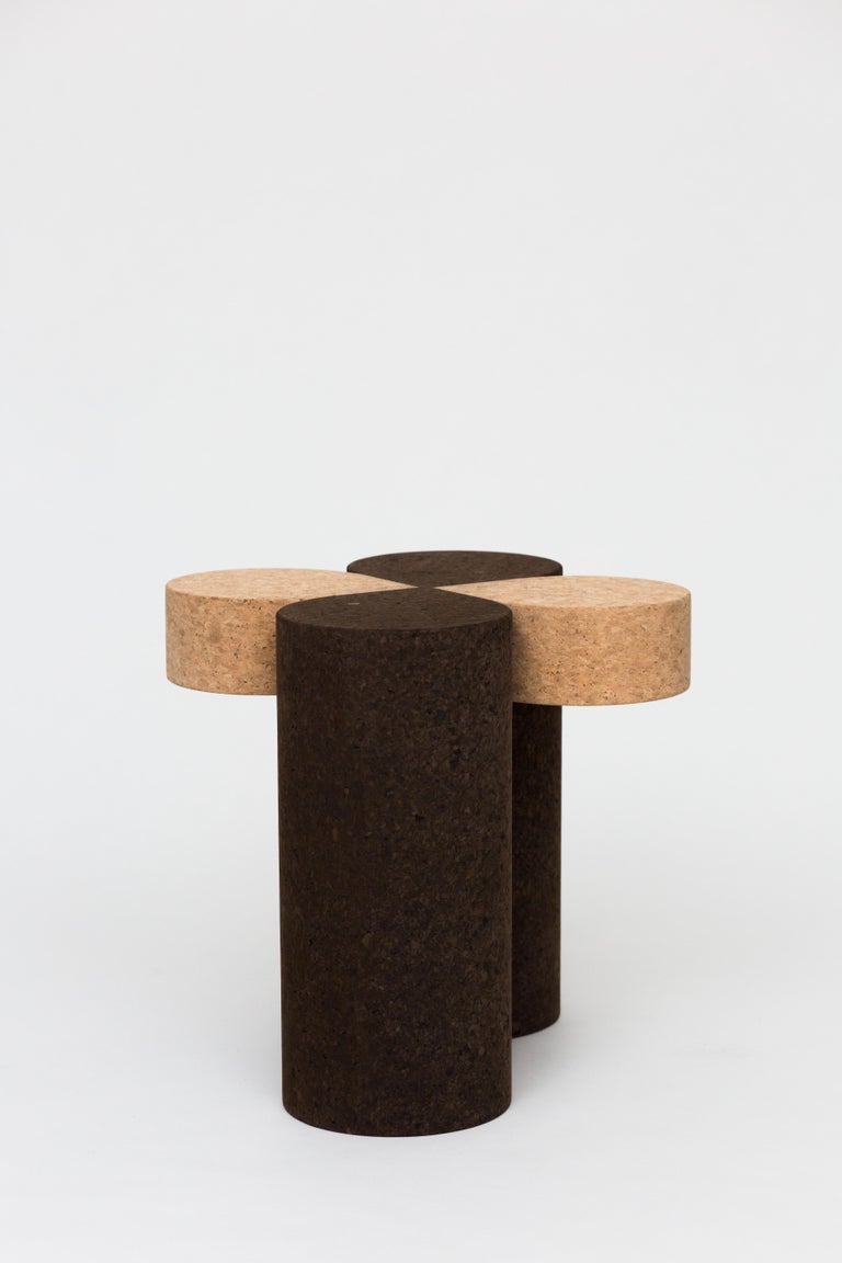 Clover Solid Cork Contemporary Sculptural Carved Side Drinks Table Mix ...